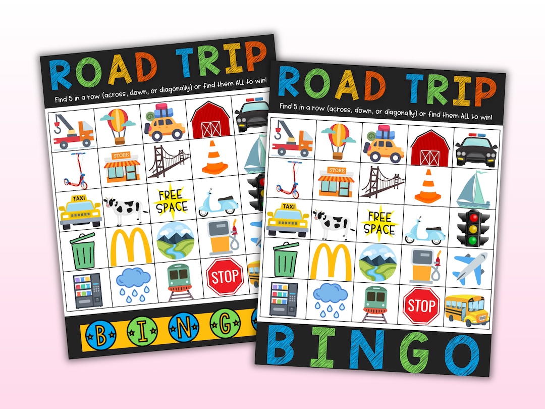 Road Trip Bingo Printable Travel Game - Etsy