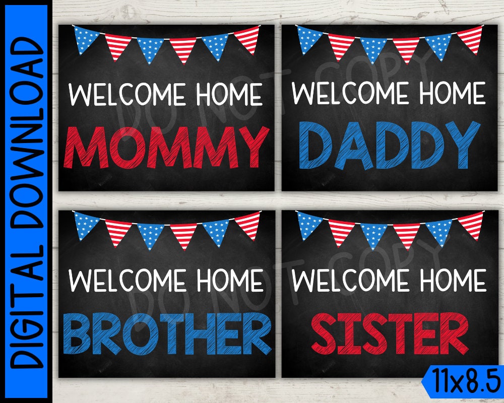 Welcome Home Mom Dad Bro Sis Printable Sign digital Download - Etsy