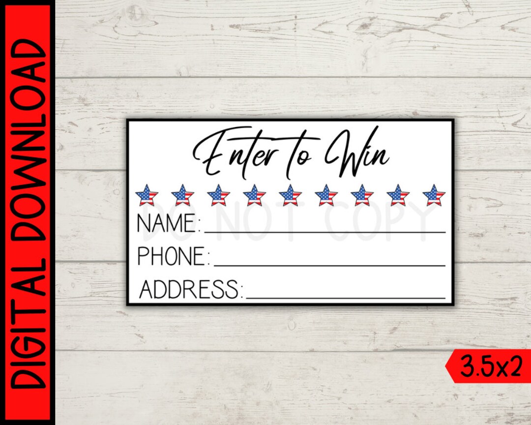 Printable Patriotic American Flag Stars Raffle Ticket Enter to Win ...