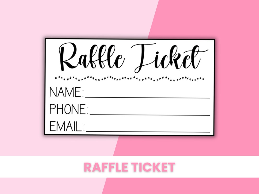 Black and White Printable Raffle Ticket | Enter to Win Card - Etsy