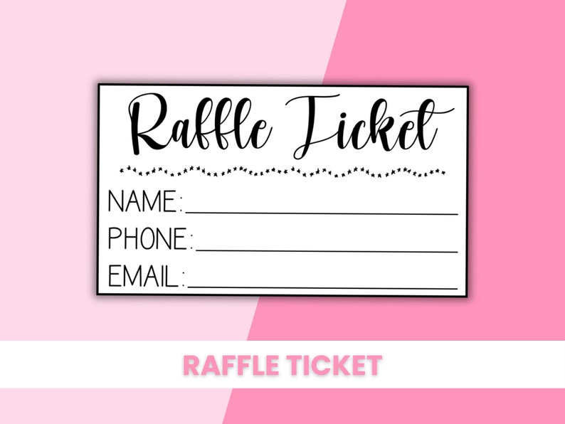 Black and White Printable Raffle Ticket | Enter to Win Card - Etsy