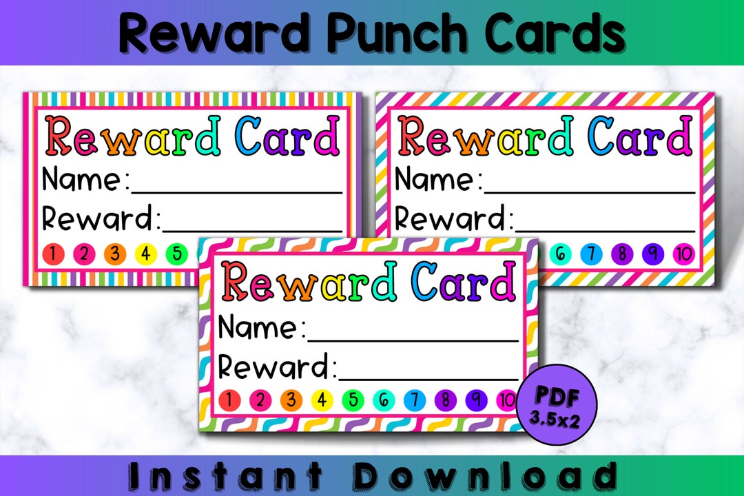 Reward Card Printable Templates digital Download - Etsy