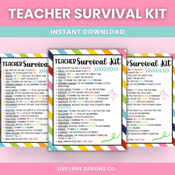 Teacher Survival Kit - Etsy