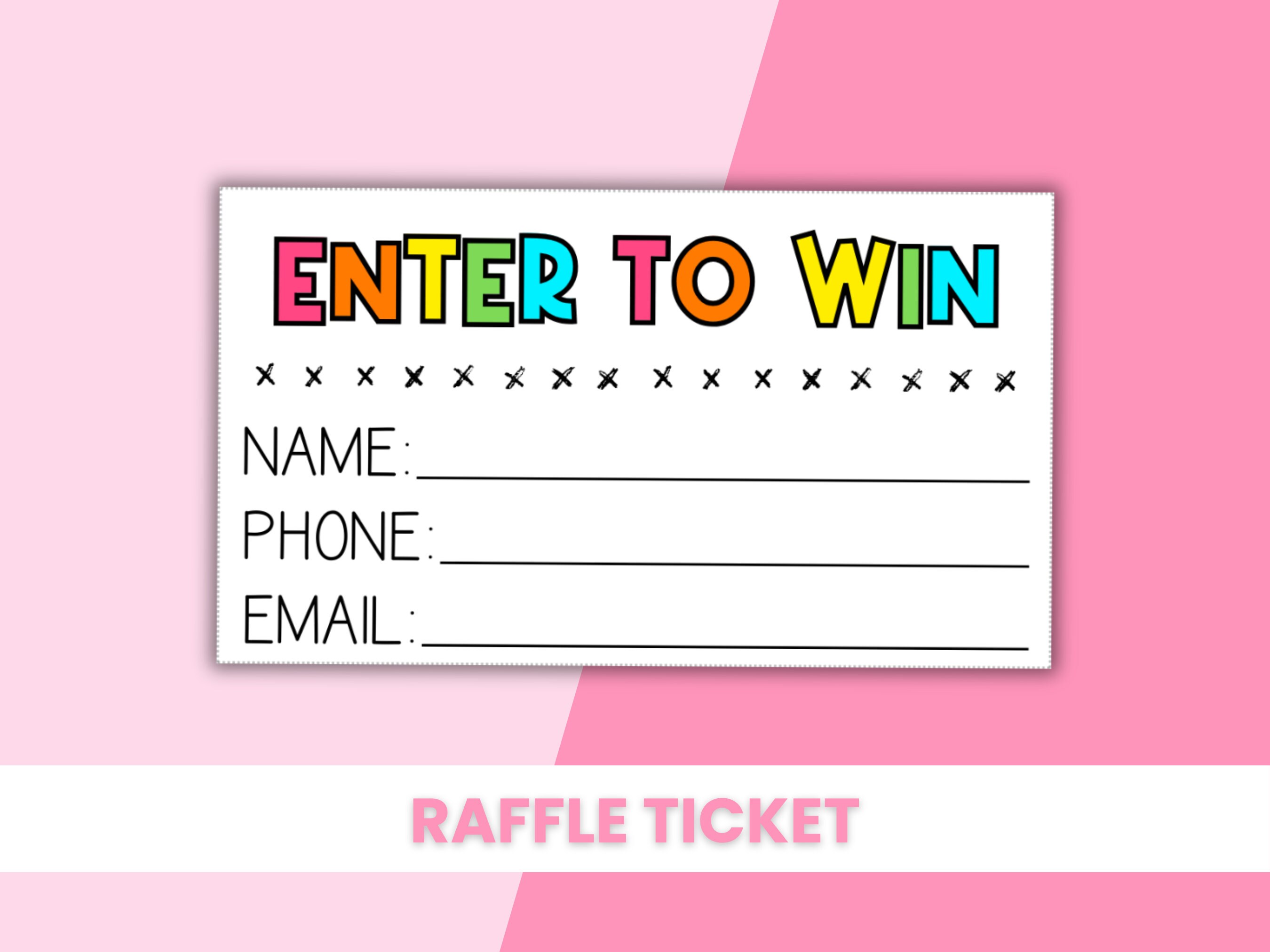 Enter to Win Generic Raffle Ticket Printable Template - Etsy