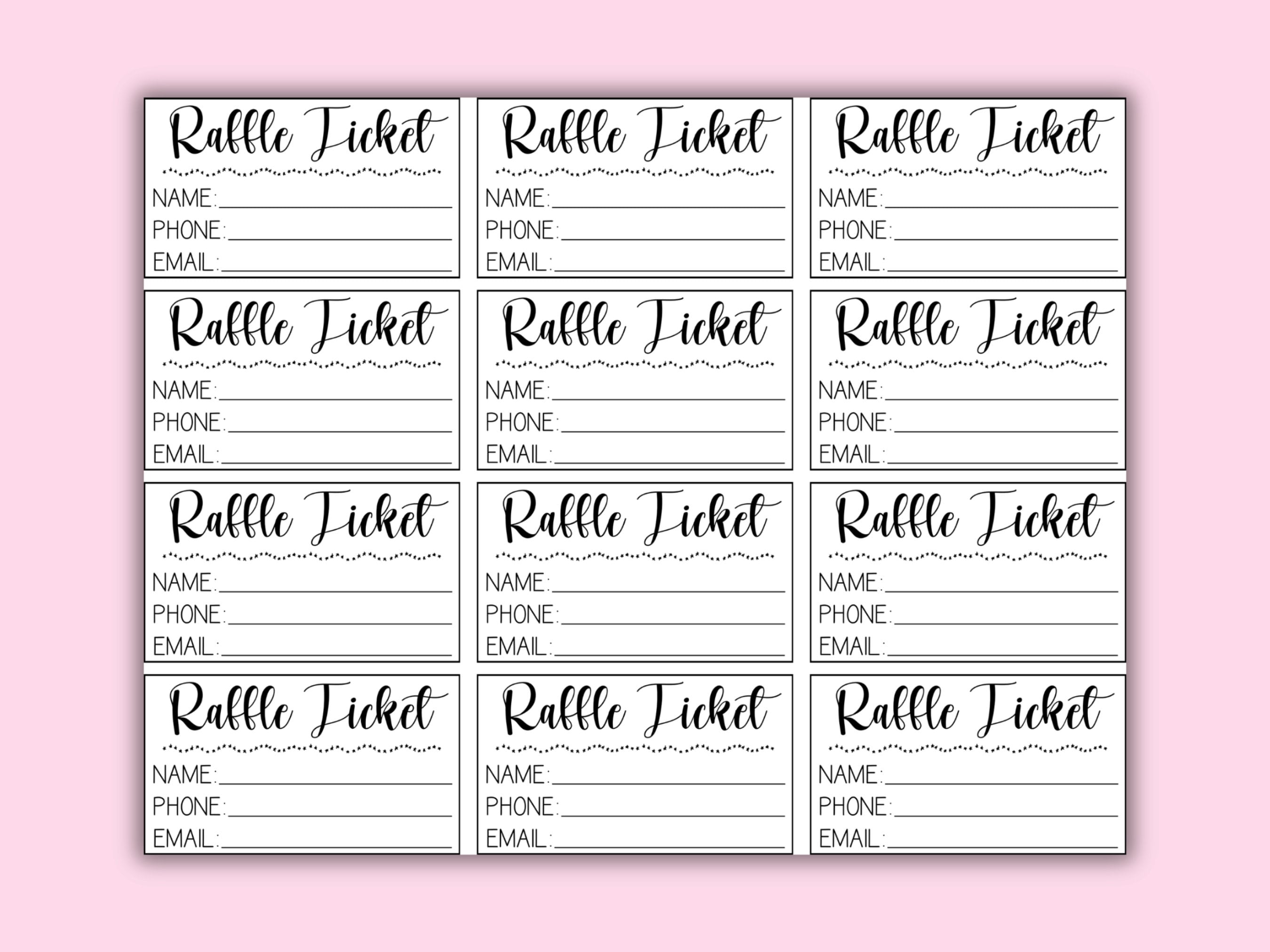 Black and White Printable Raffle Ticket Enter to Win Card - Etsy
