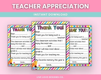 Thank You Letterhead, Teacher Appreciation Note, Handwritten Letter ...