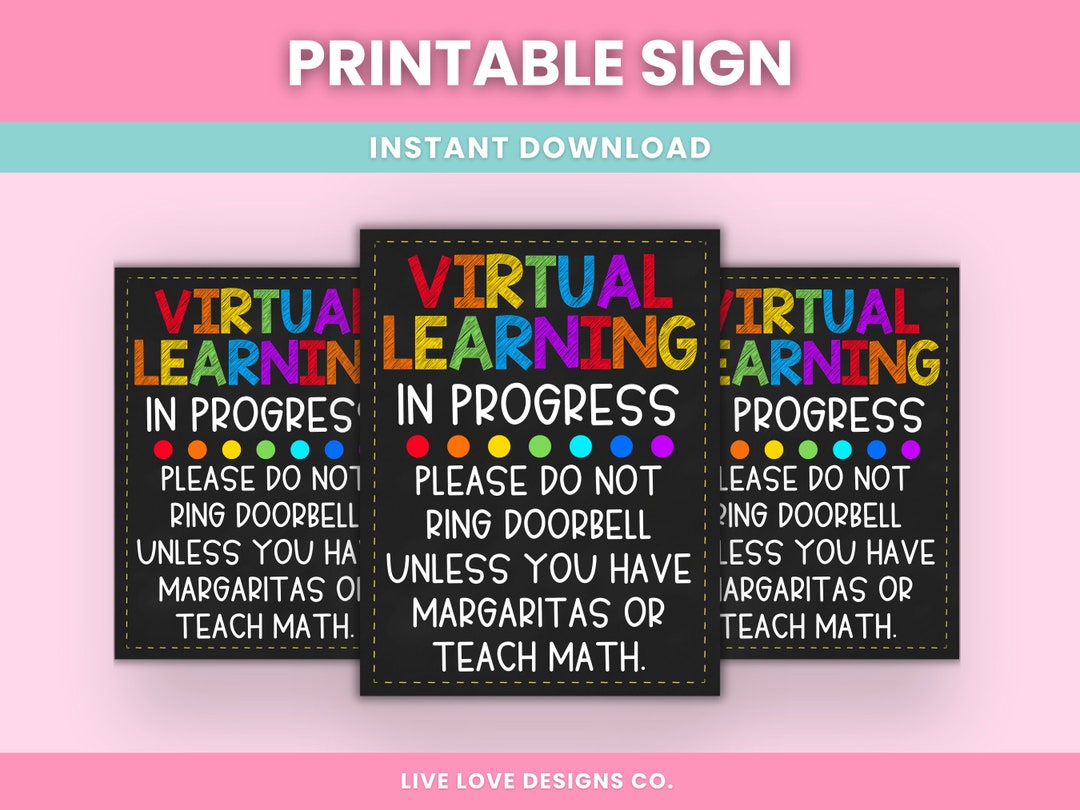 Virtual Learning in Progress Door Sign - Etsy