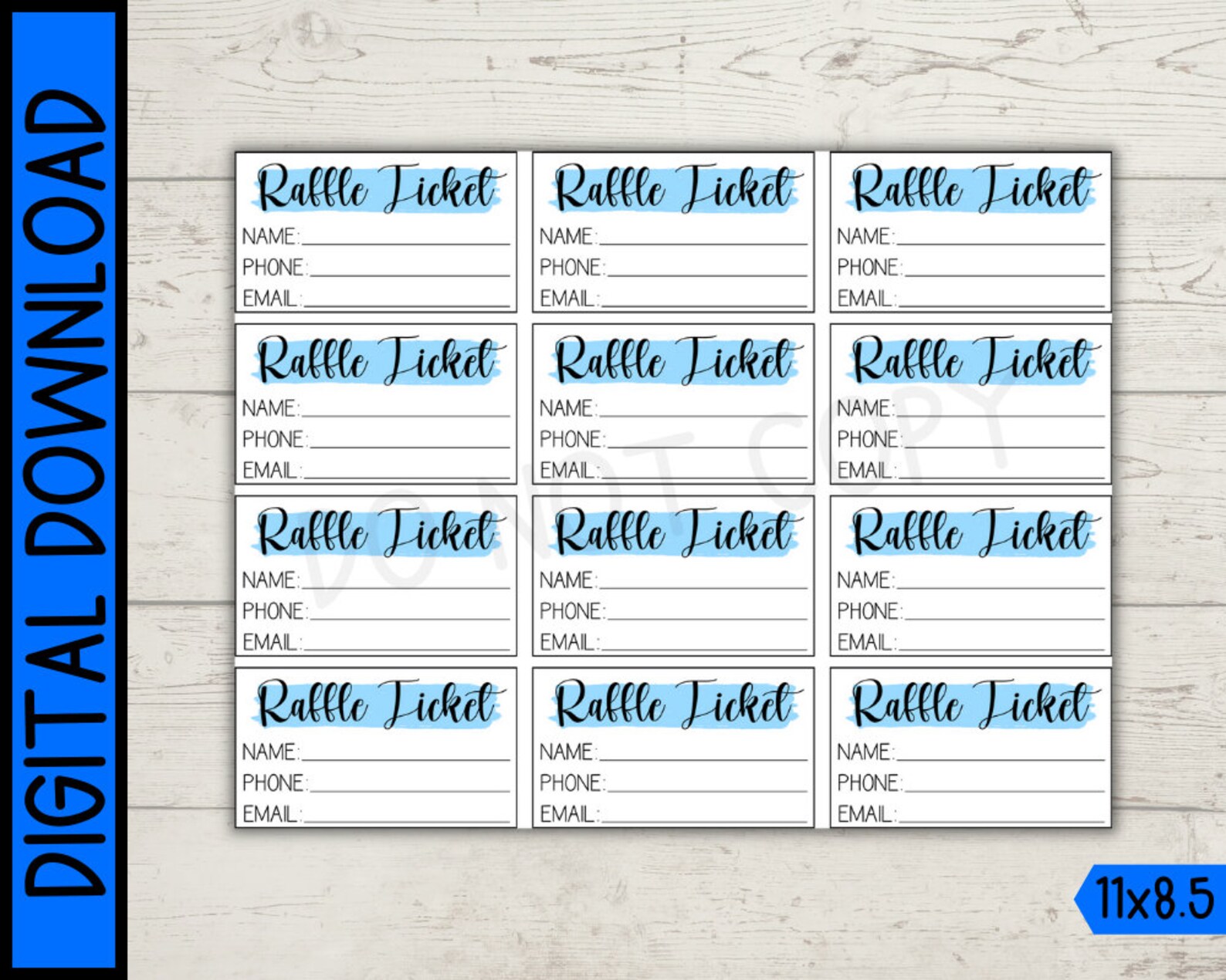 Printable Blue Raffle Ticket Enter to Win Card digital | Etsy