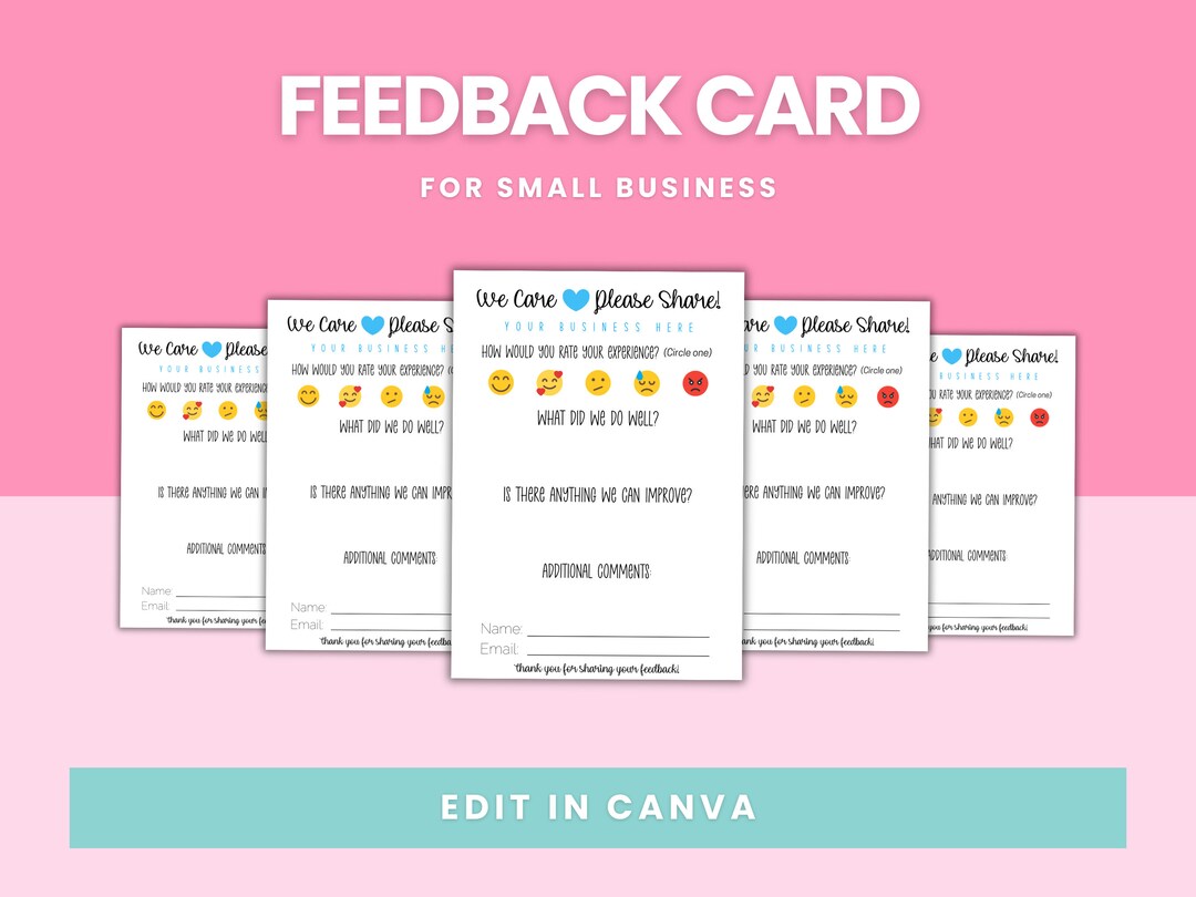 EDITABLE Printable Blue Feedback Card for Small Business - Etsy