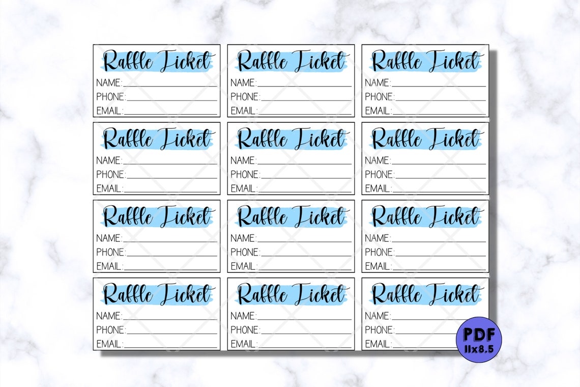 Printable Blue Raffle Ticket Enter to Win Card digital - Etsy