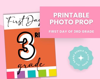 FIRST Day of Third 3rd Grade Sign Back to School Sign FIRST Day of ...
