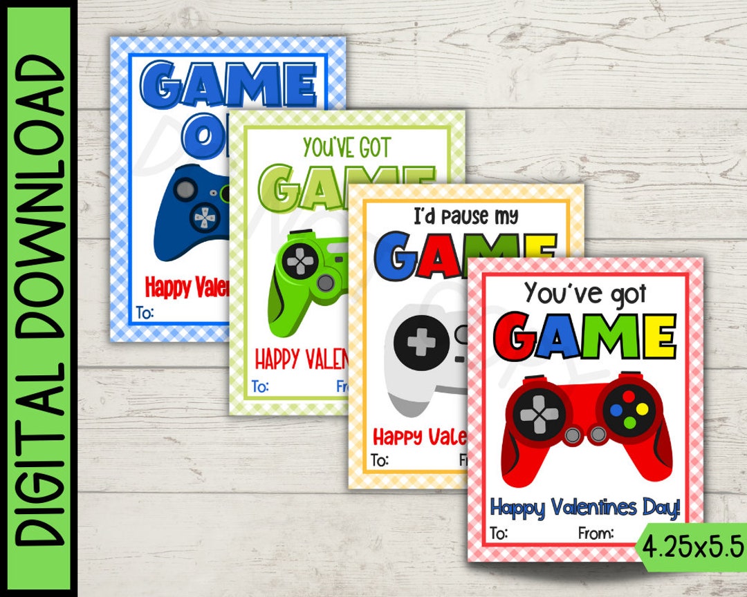 Video Gamer Printable Valentines Day Cards digital Download - Etsy