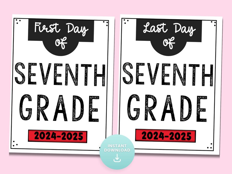 First Day of Seventh Grade Printable Sign - Etsy
