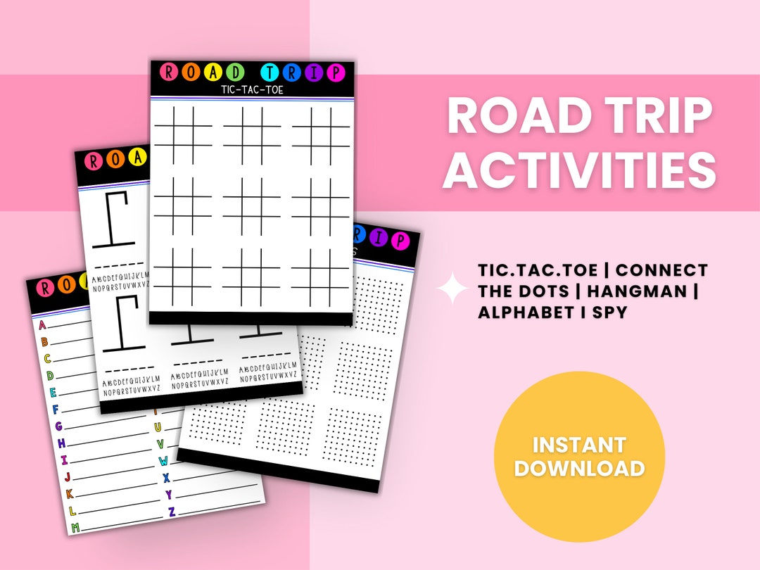 Printable Game Bundle - Tic Tac Toe, Connect the Dots, Hangman ...