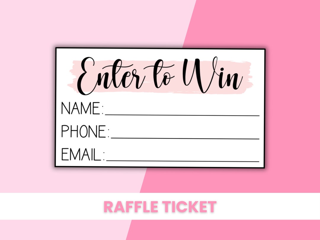 Printable Pink Raffle Ticket | Enter to Win - Etsy