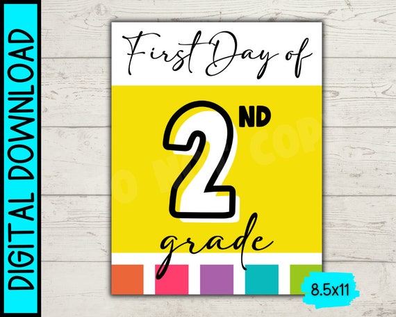 First Day of Second Grade Printable Sign digital Download - Etsy