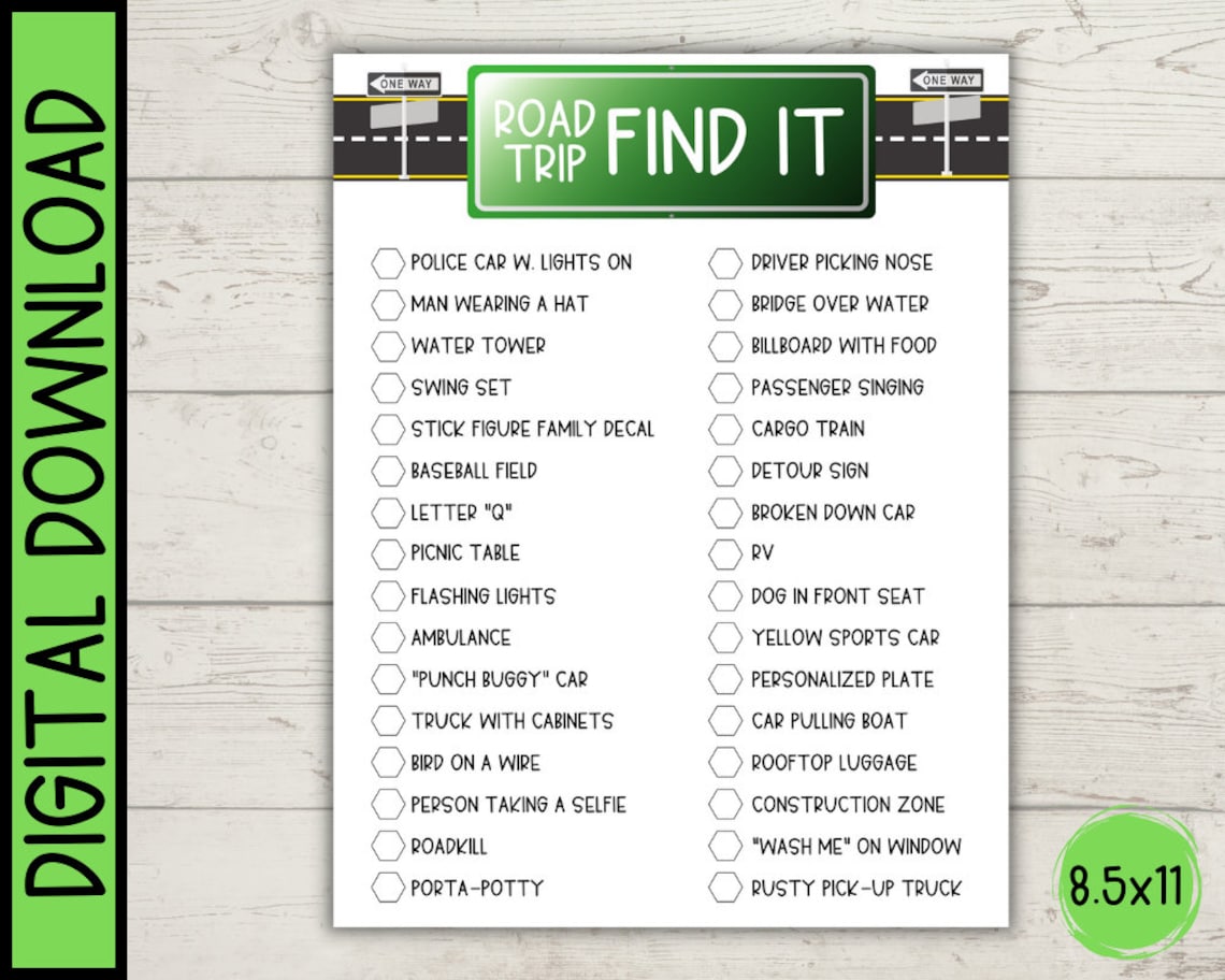 Road Trip I Spy Find It Game Printable digital Download - Etsy