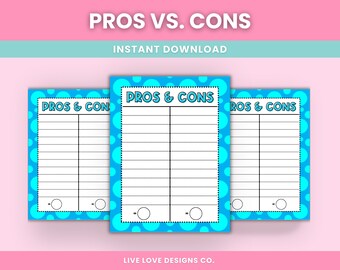 4 Pros and Cons Printable List, Relationship Pros and Cons List ...