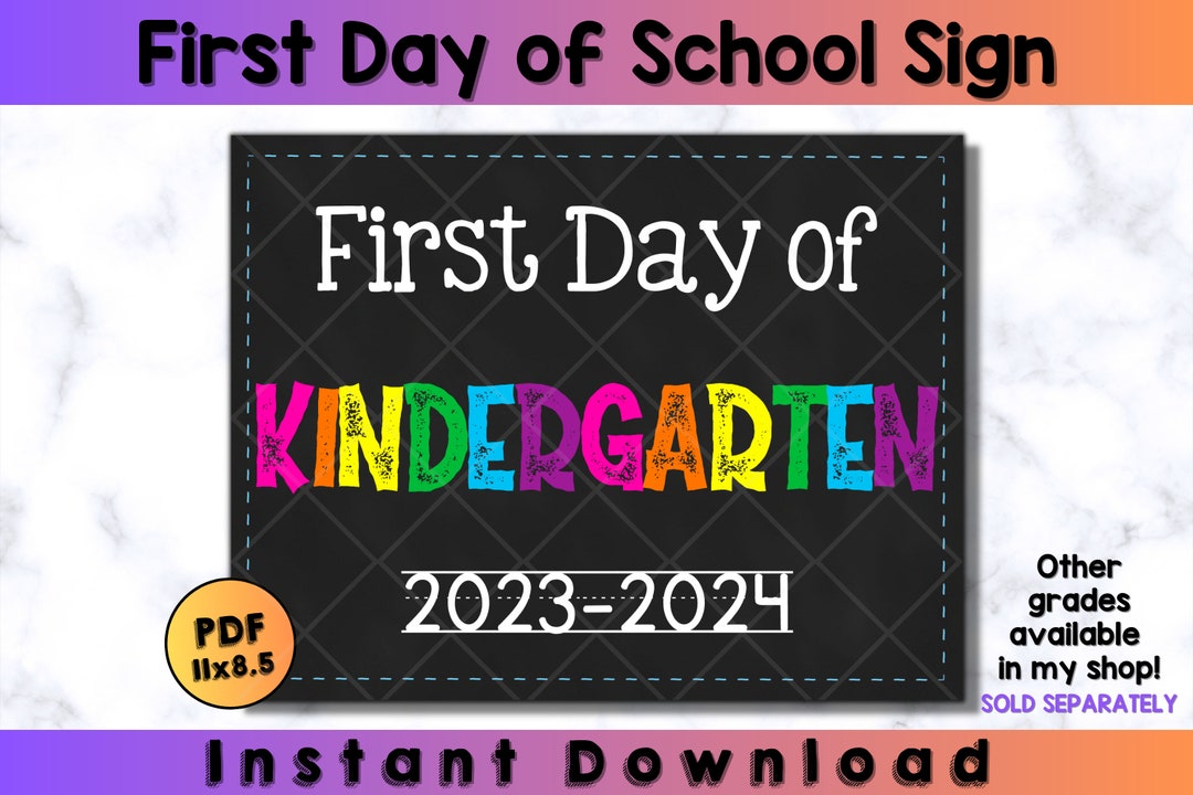 First Day of Kindergarten Printable Sign digital Download - Etsy