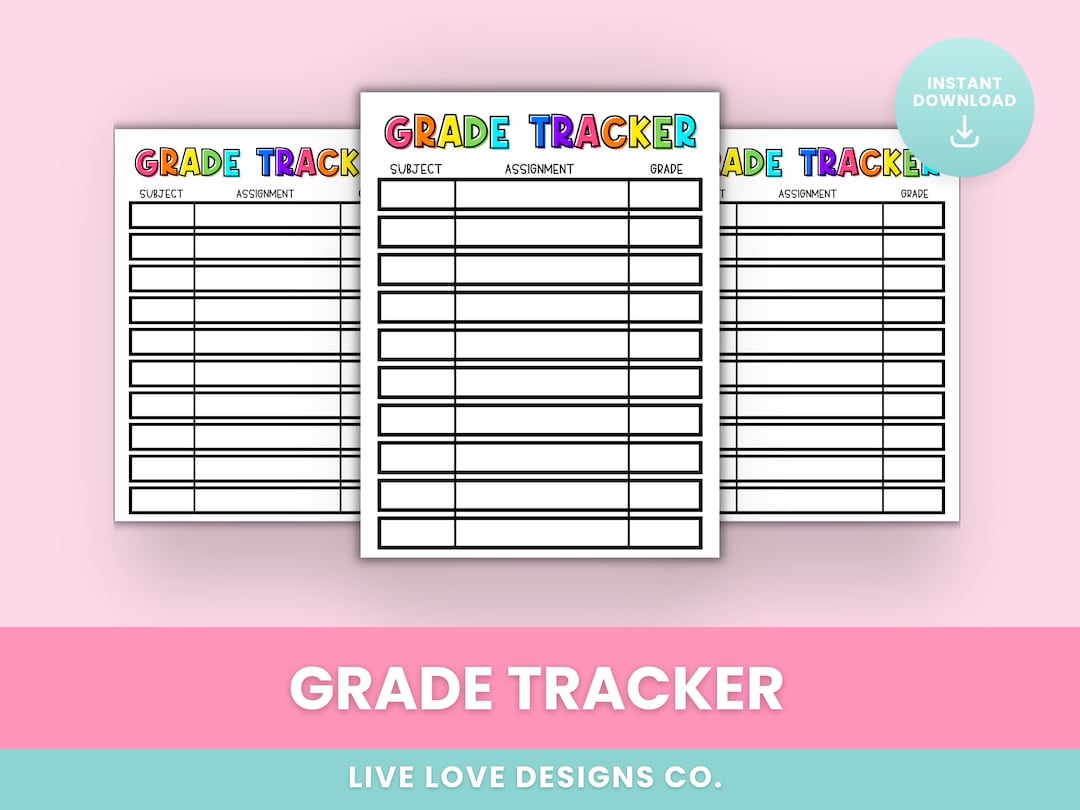Grade Tracker Printable PDF - Etsy