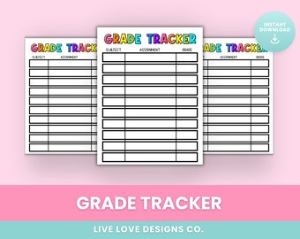 Grade Trackers for Students Printable PDF - Etsy