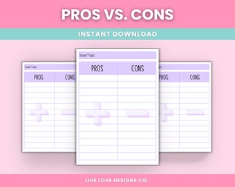 4 Pros and Cons Printable List, Relationship Pros and Cons List ...
