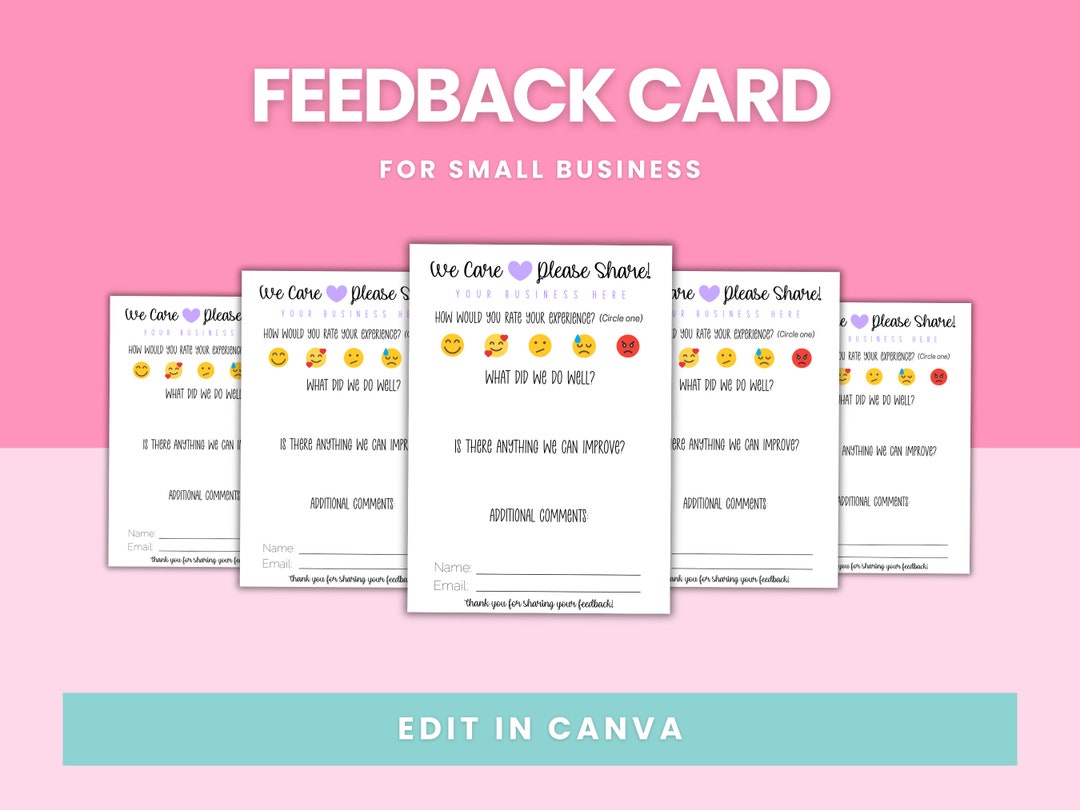 EDITABLE Purple Customer Feedback Printable Card for Small Business - Etsy