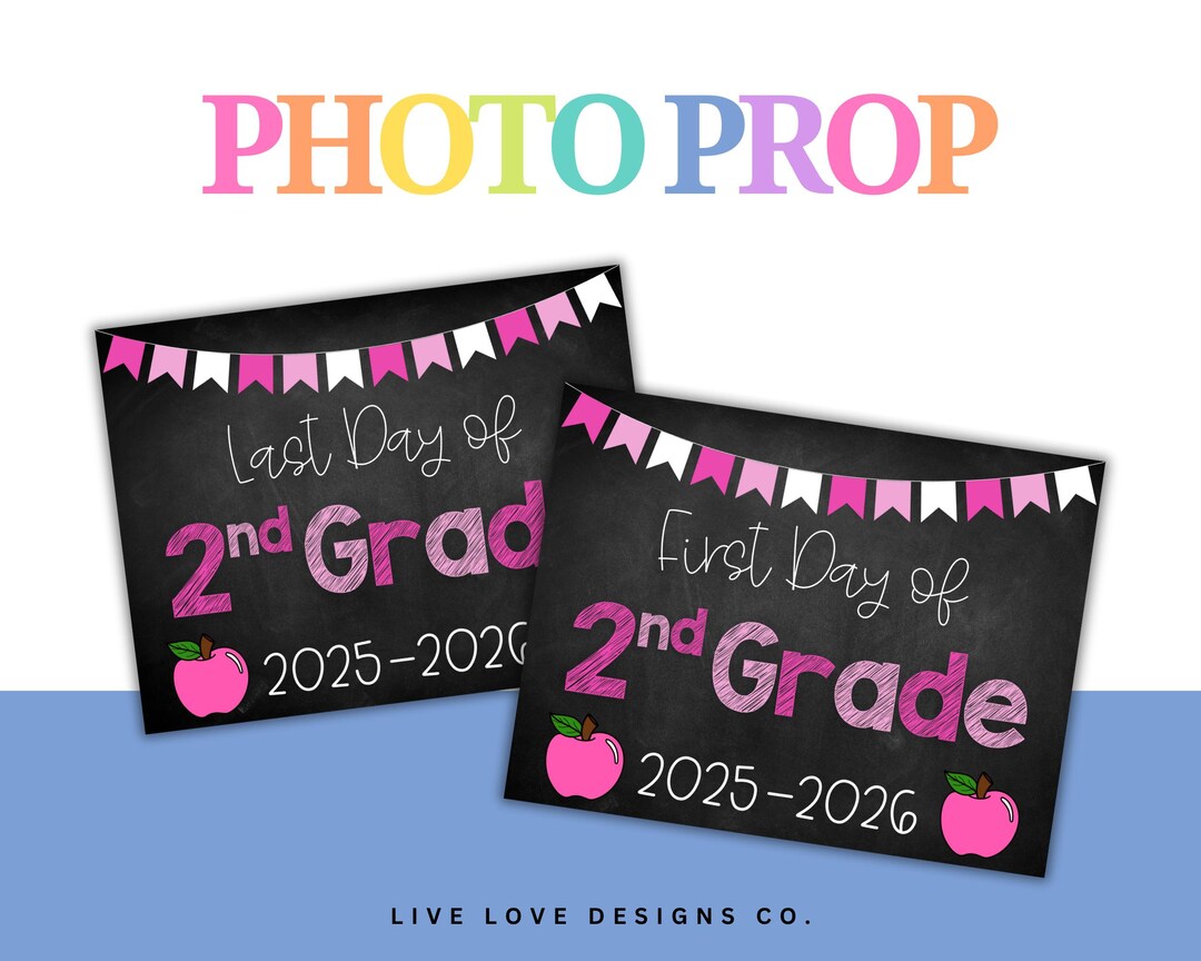 First Day and Last Day of 2nd Grade PINK Printable PDF - Etsy