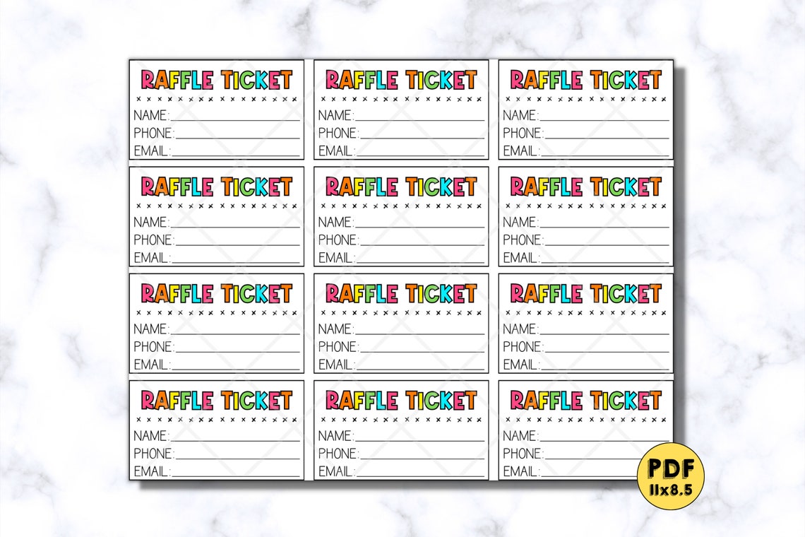 Printable Bright Colorful Raffle Tickets Enter to Win - Etsy