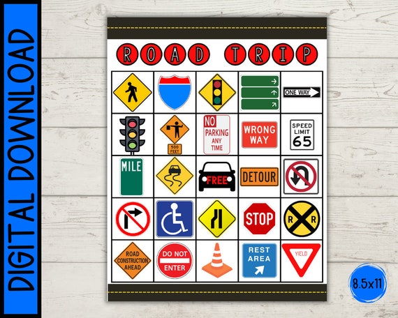 Road Sign Spot It Game Printable Activity for Road Trip - Etsy