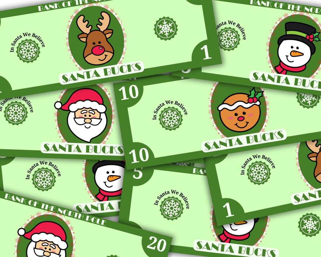 Santa Bucks Christmas Cash Printable Play Money - Etsy