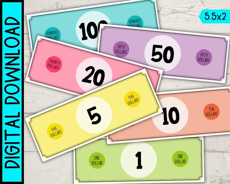 Printable Pretend Play Money Bucks digital Download - Etsy