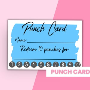 EDITABLE Blue Customer Punch Card | Loyalty Card for Small Business - Etsy