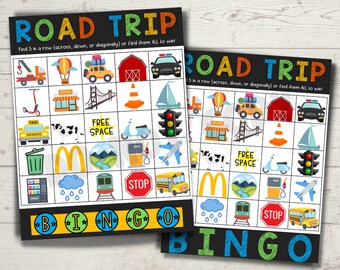 Vehicle Themed Travel Bingo Road Trip Bingo FUN Road Trip Games Instant ...
