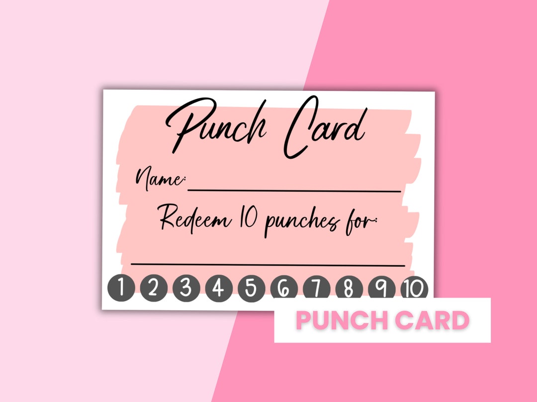 EDITABLE Pink Customer Punch Card or Loyalty Card for Small Business - Etsy