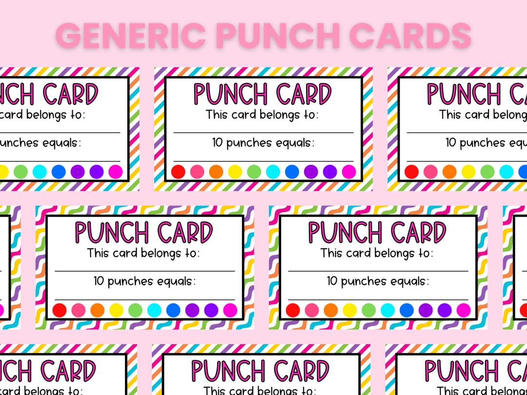 Generic Punch Card Printable Template - Etsy