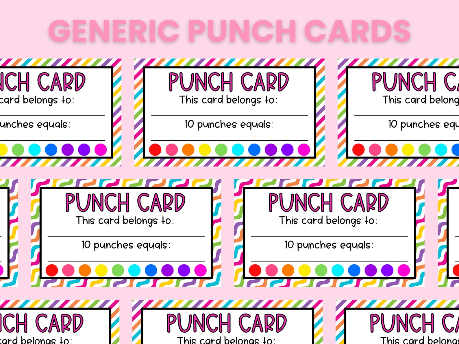 Generic Punch Card Printable Template - Etsy