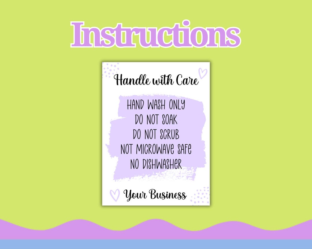 EDITABLE Handle With Care Drinkware Card Printable for Handmade Custom ...