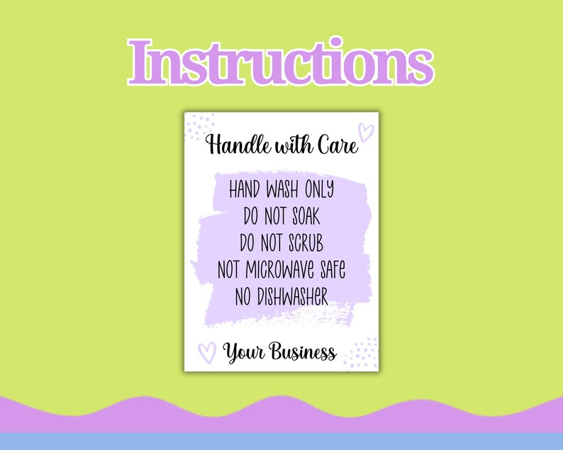 EDITABLE Handle With Care Drinkware Card Printable for Handmade Custom ...