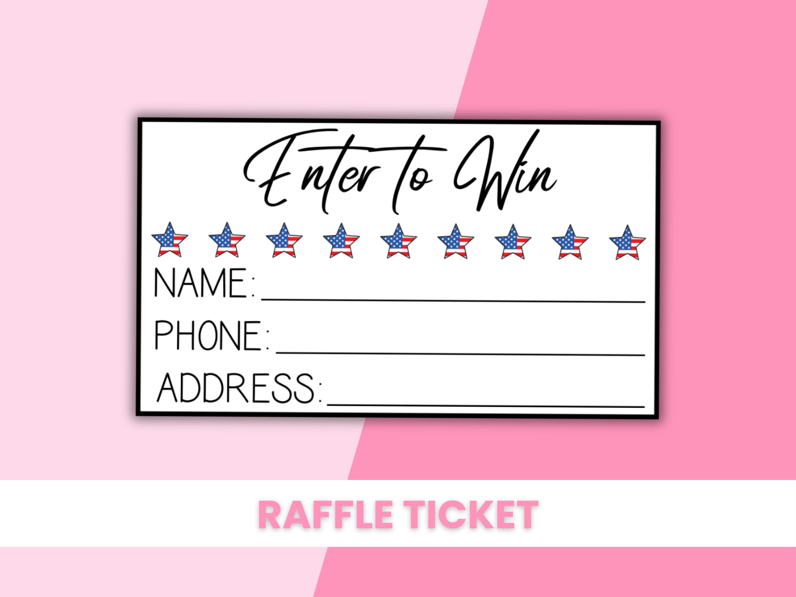 Printable Patriotic American Flag Stars Raffle Ticket Enter to Win - Etsy