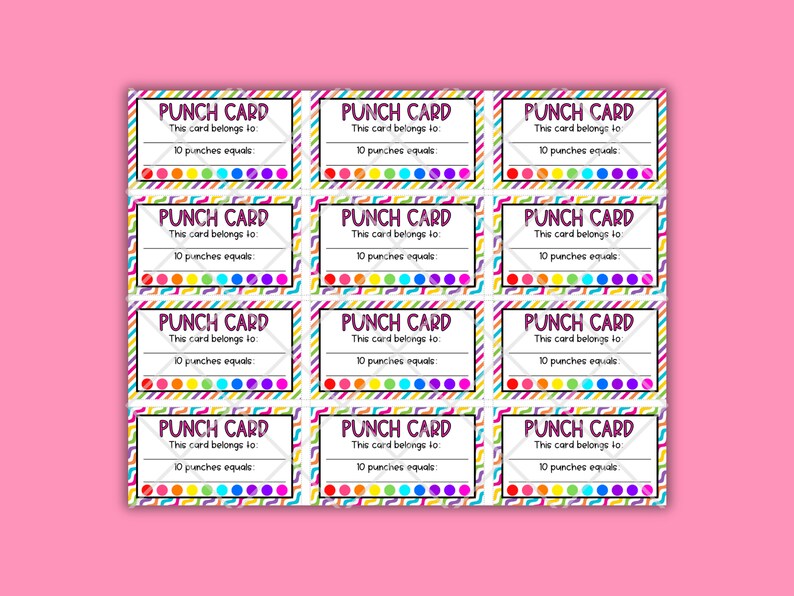 Generic Punch Card Printable Template - Etsy