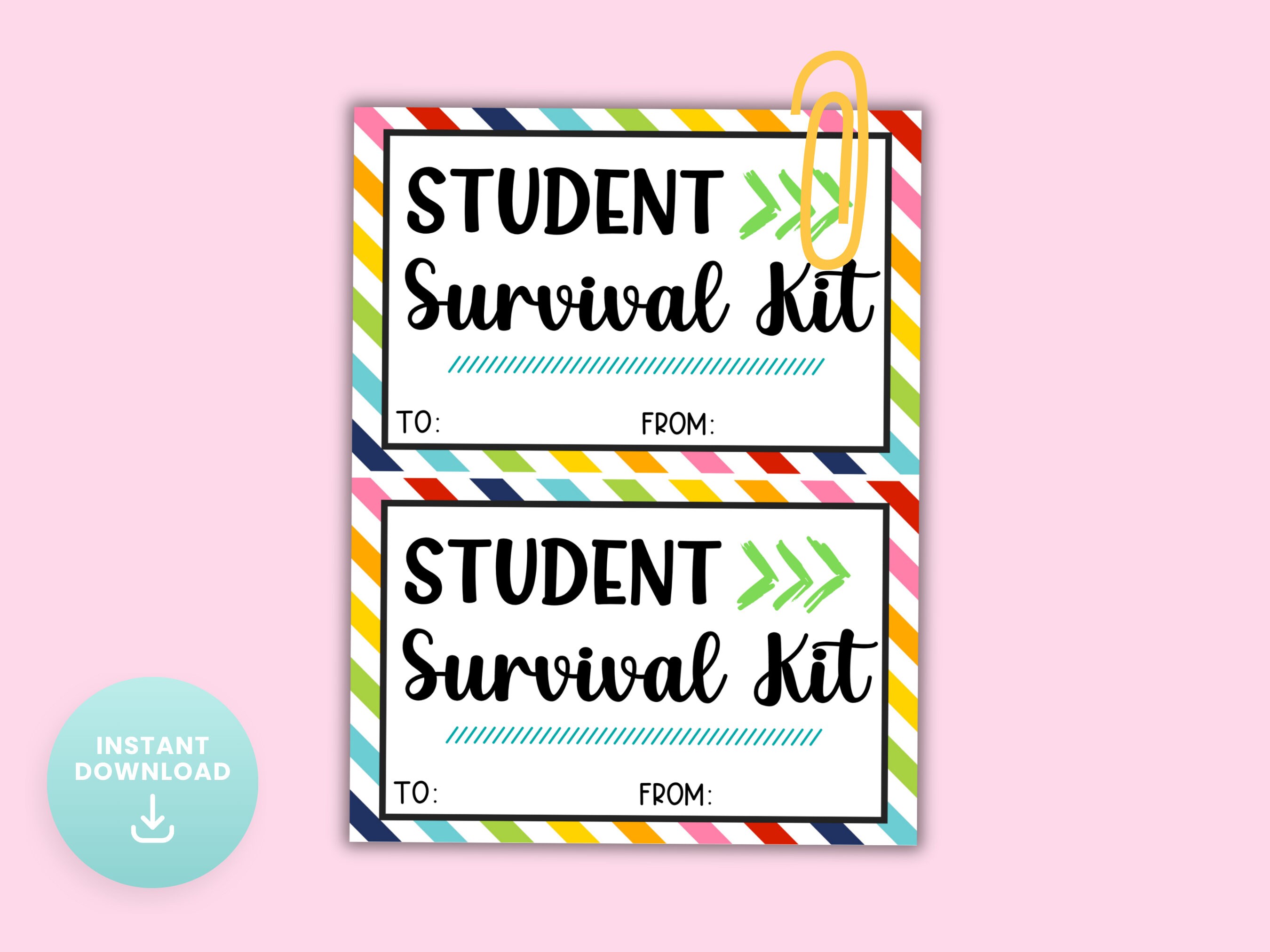 Student Survival Kit Printable Tag + Template - Etsy