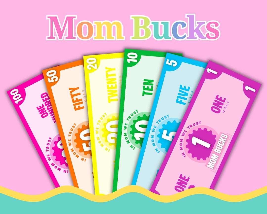 Mom Bucks Printable Reward Money - Etsy