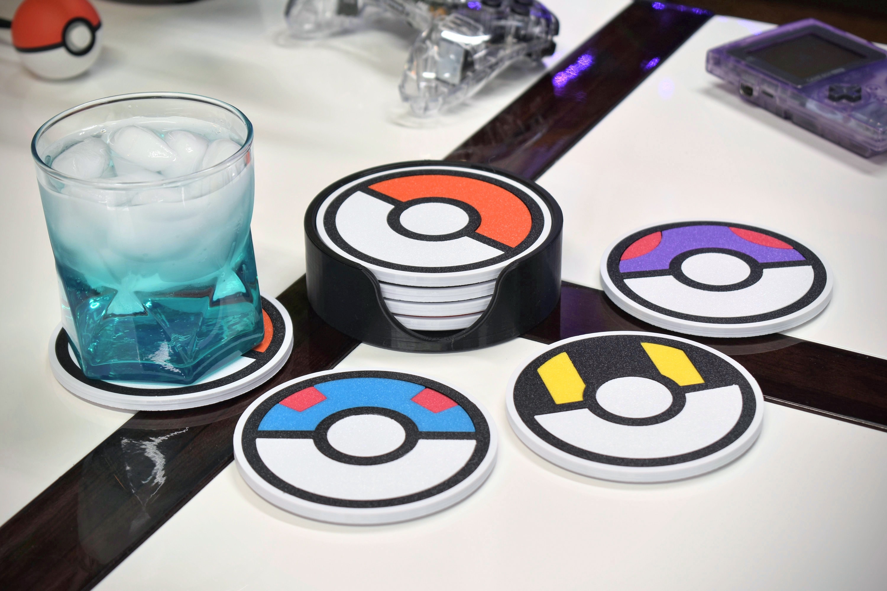 Pokeball Coaster Set - Mix & Match 4 Coasters - 3D Printed - Etsy