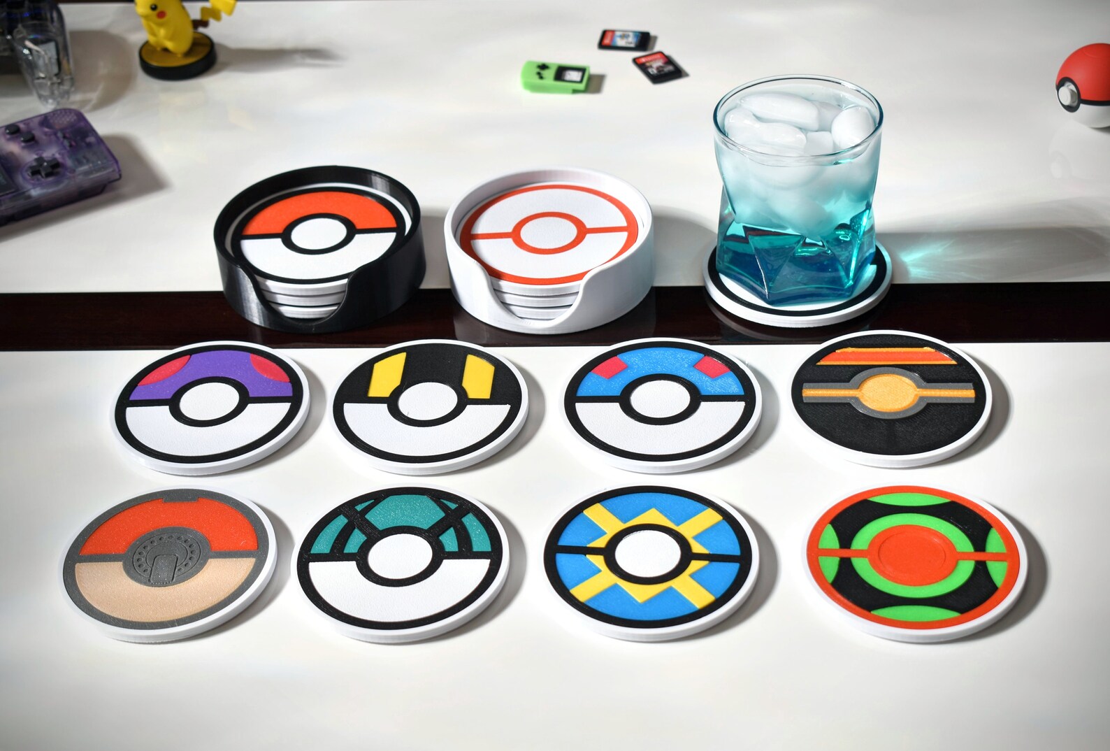 Pokeball Coaster Set - Mix & Match 4 Coasters - 3D Printed - Etsy