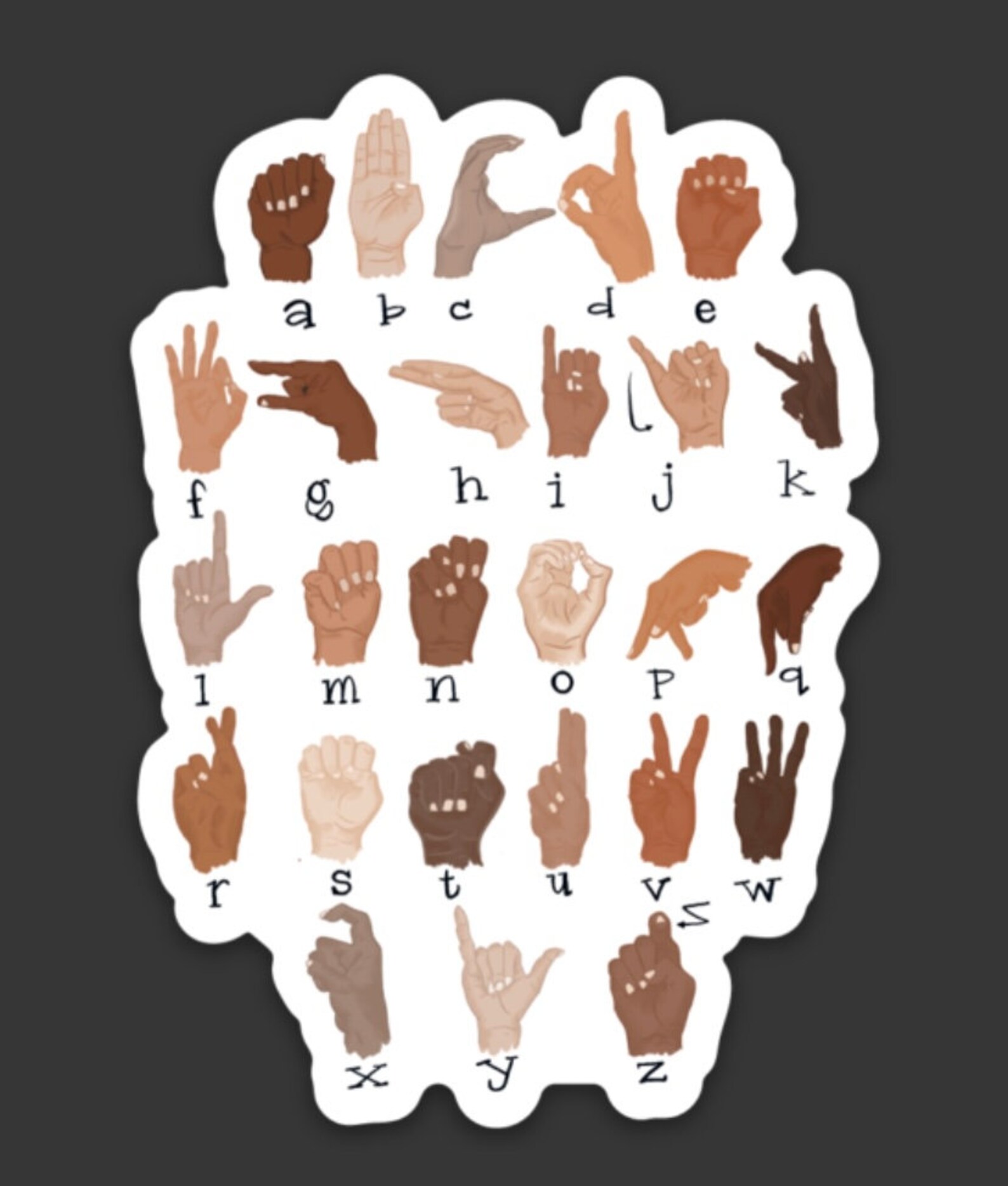 American Sign Language Multi Cultural Alphabet Waterproof - Etsy
