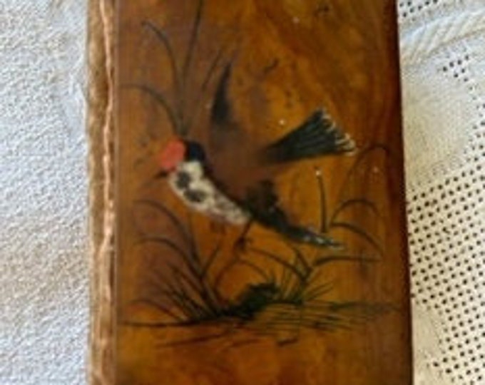 An Antique French Needle Case Hand Painted Bird on Wood - Etsy