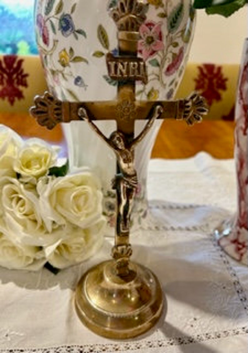 Antique French Brass Crucifix INRI Catholic Church Prayer - Etsy