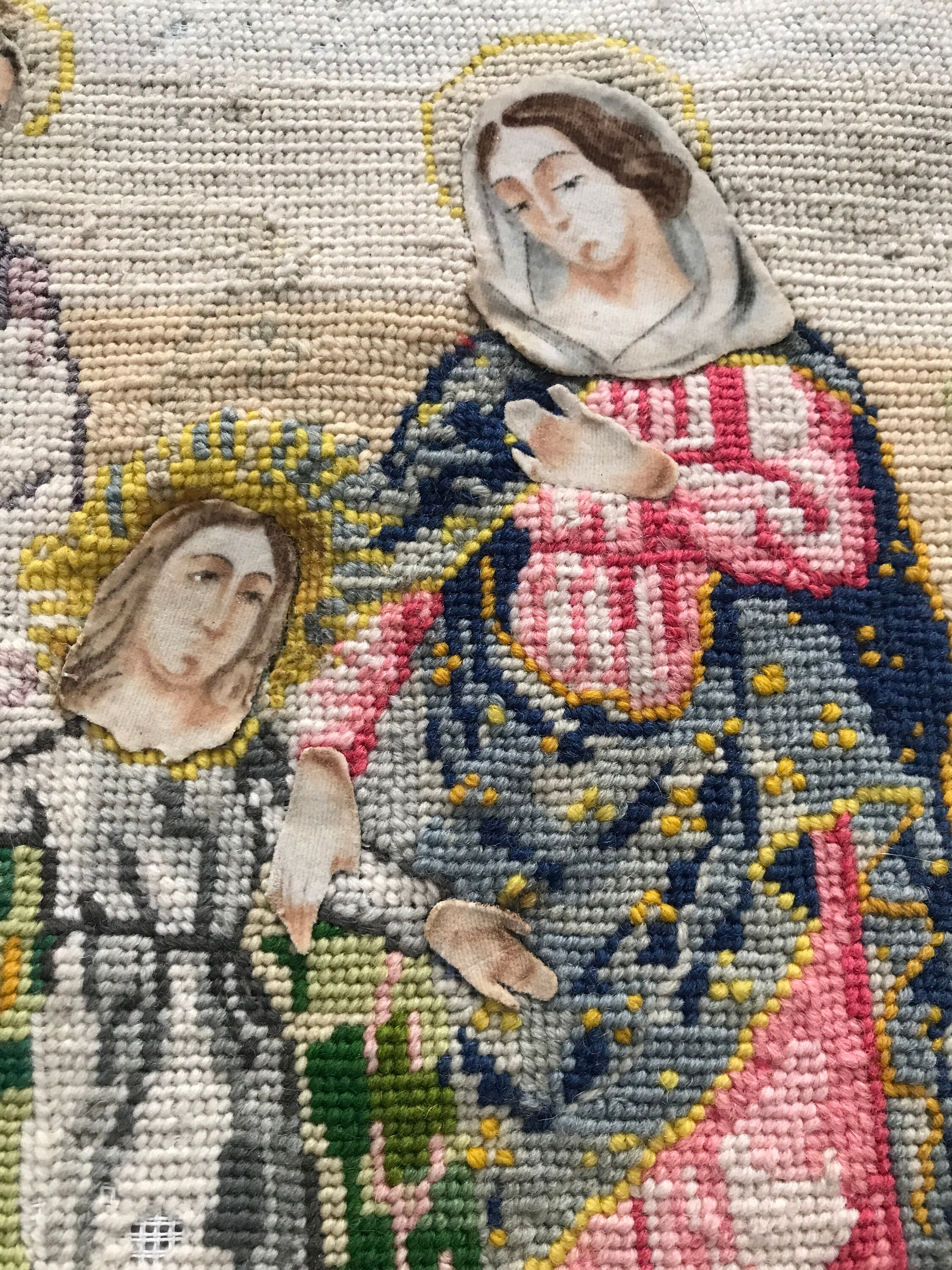French Antique Hand Made Religious Wool Tapestry Holy Family - Etsy