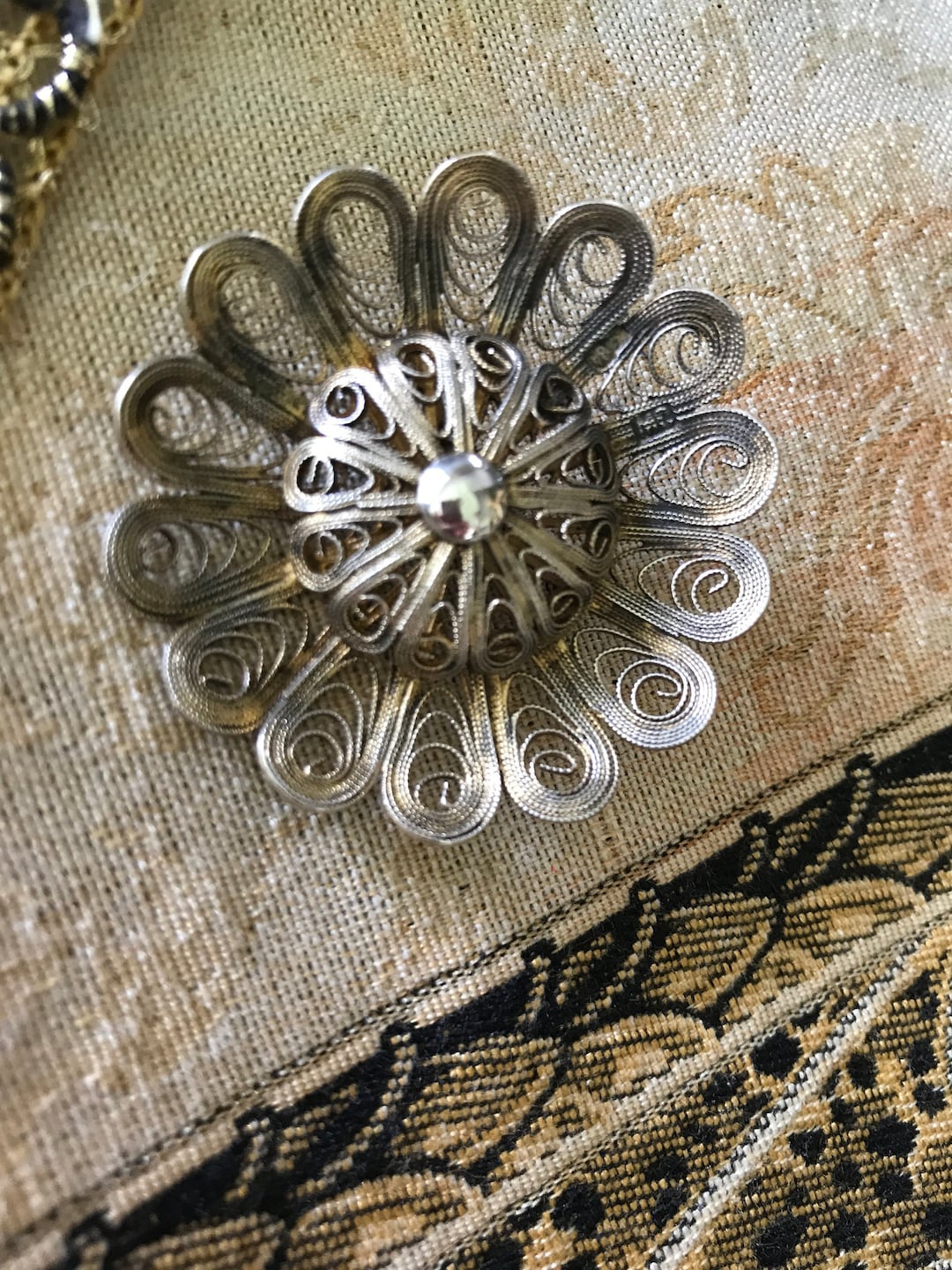Vintage Russian Silver Filigree Circular Brooch - Etsy